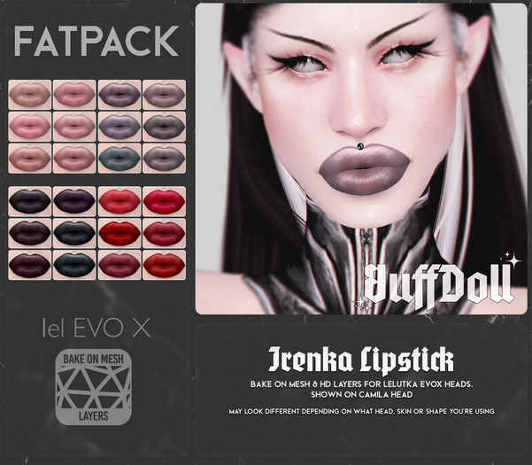 Second Life Marketplace Buffdoll Irenka Lipstick Evox Fatpack 0909